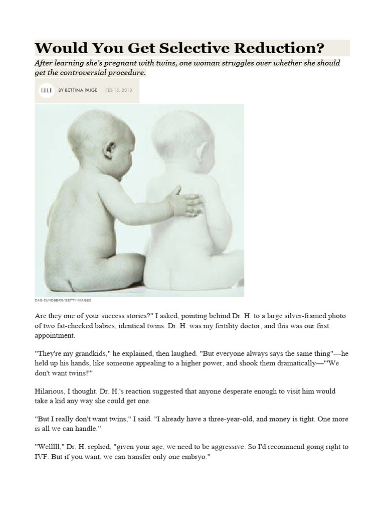 Selective Reduction | PDF | Multiple Births | Pregnancy