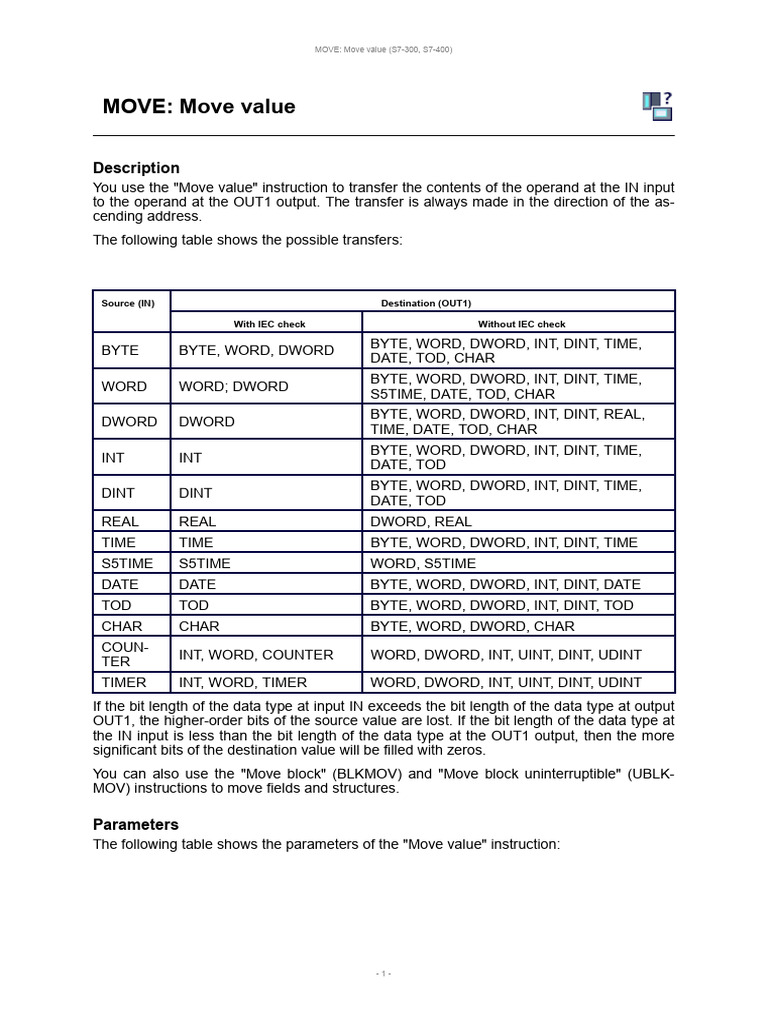 Move Block - TIA Portal | PDF | Parameter (Computer Programming) | Byte