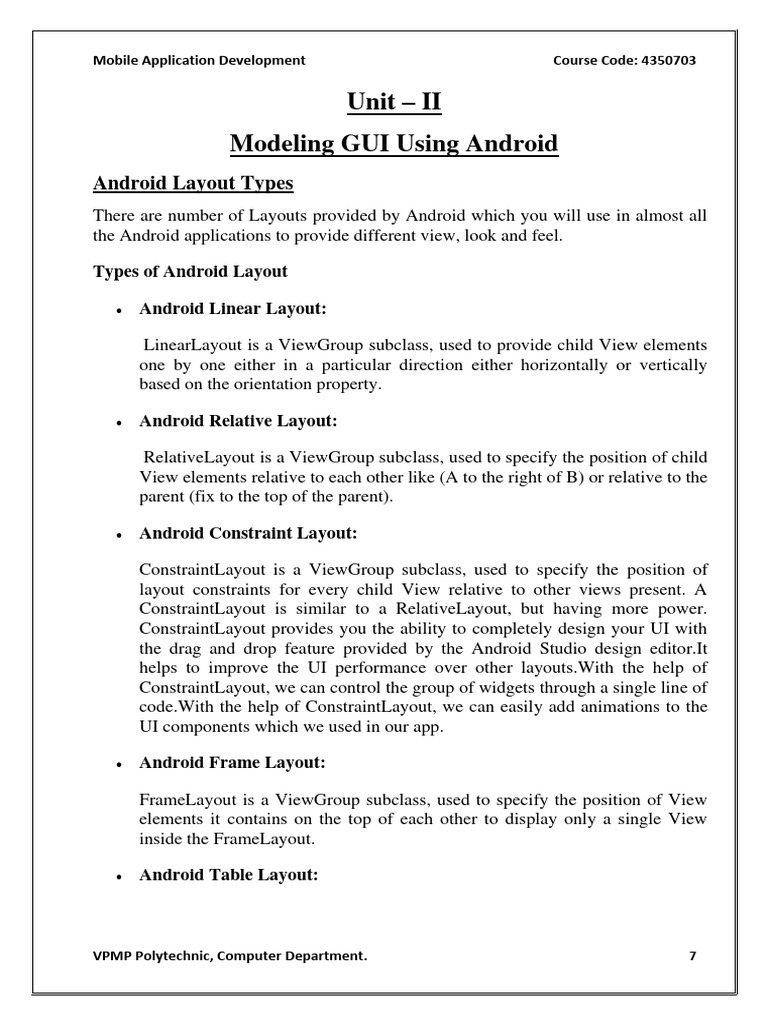 Mada Unit2 | PDF | Android (Operating System) | Page Layout
