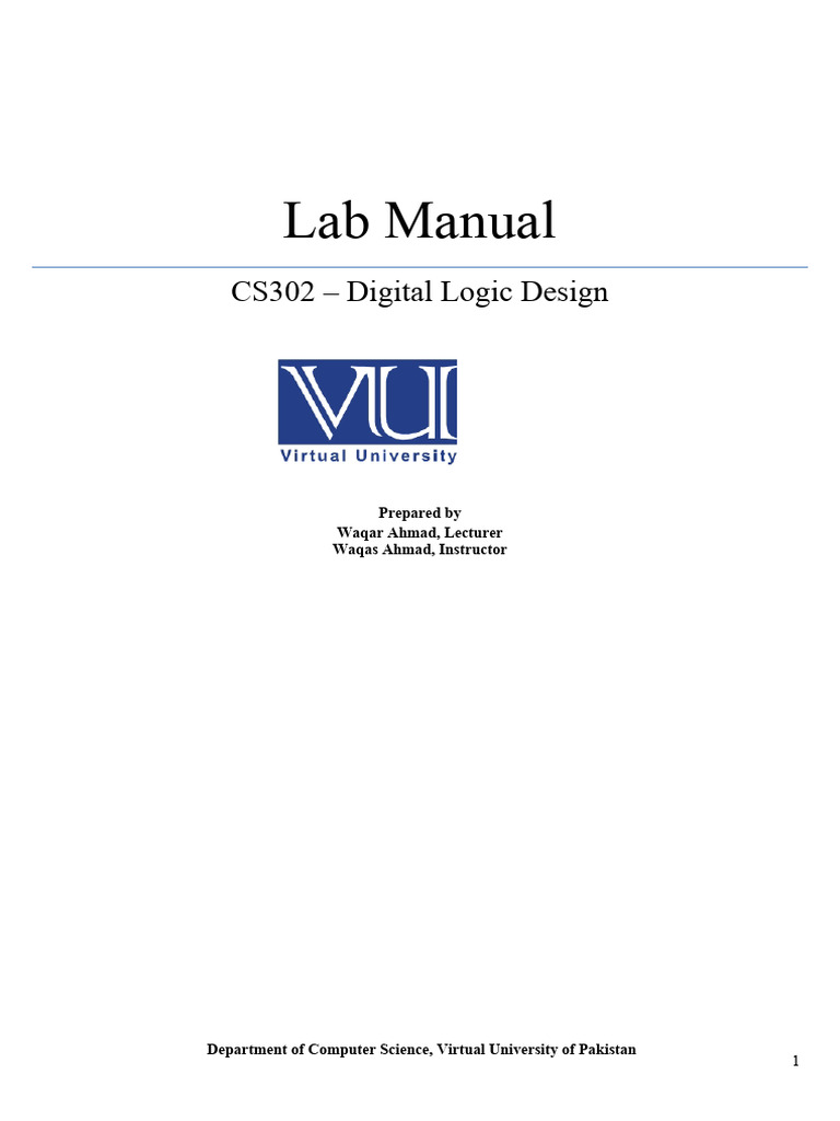CS302 - Lab Manual - Week No | PDF | Logic Gate | Boolean Algebra