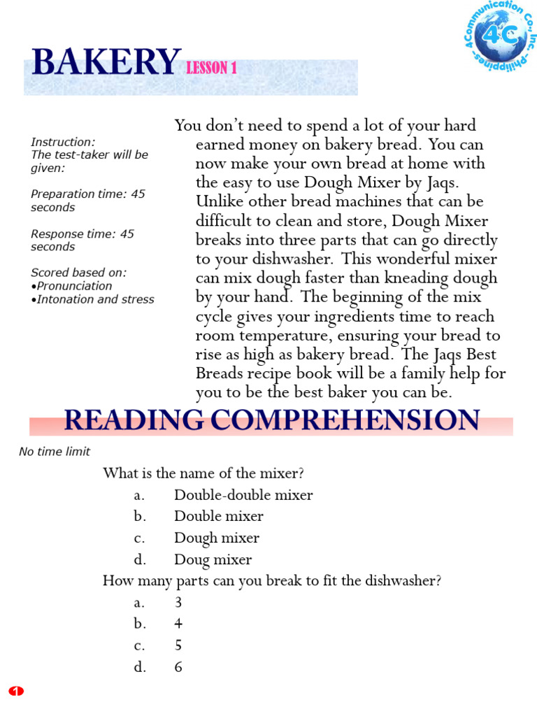 TOEIC Reviewer | PDF | Breads | Dough