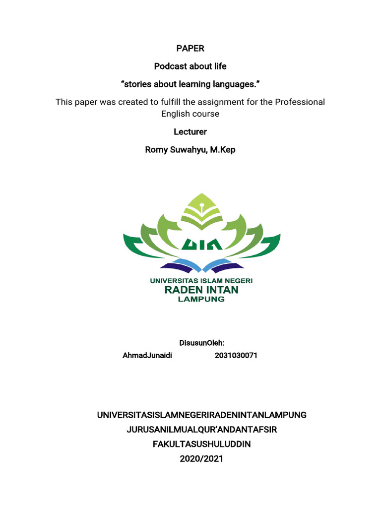 Tugas Uas Inggris Profesi (04) Ahmad Junaidi | PDF