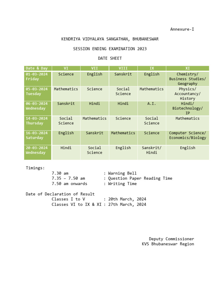 Date Sheet 2024 | PDF