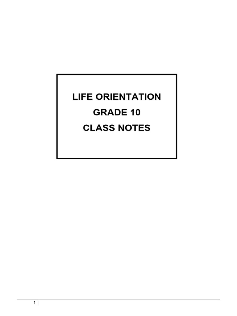 Grade 10 Life Orientation Class Notes | PDF | Discrimination | Taxes
