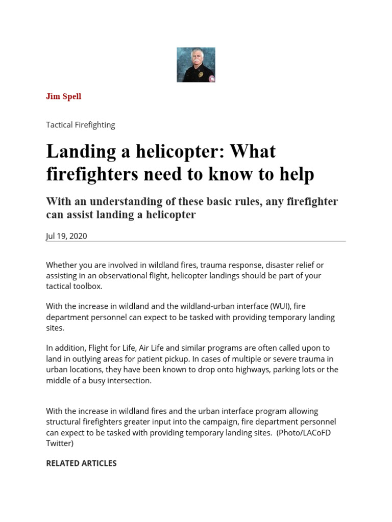 Firefighter Guide to Helicopter Landings | PDF | Helicopter