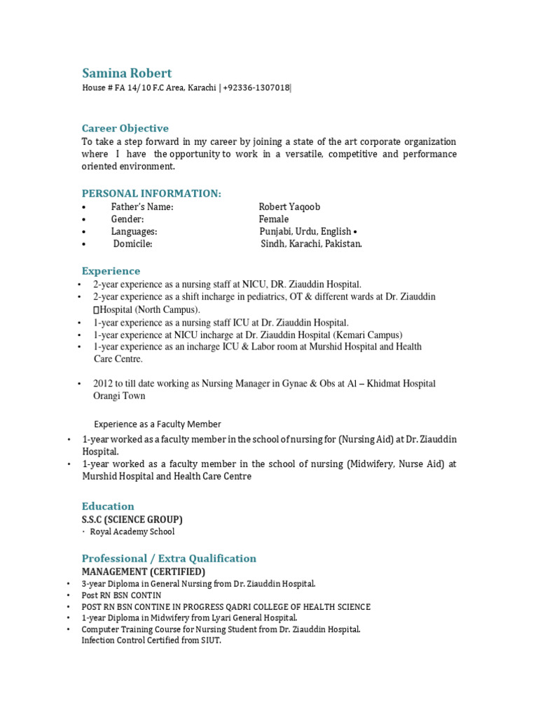 Resumes Amina Robert | PDF