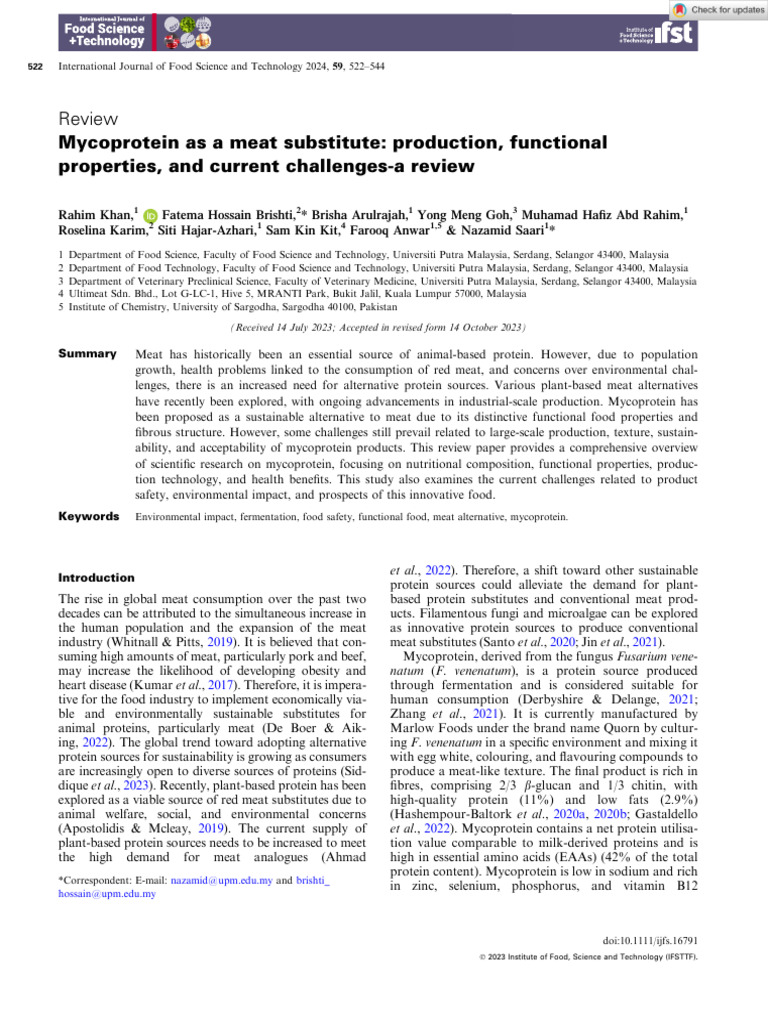 Mycoprotein: Meat Substitute Review | PDF | Meat | Fungus