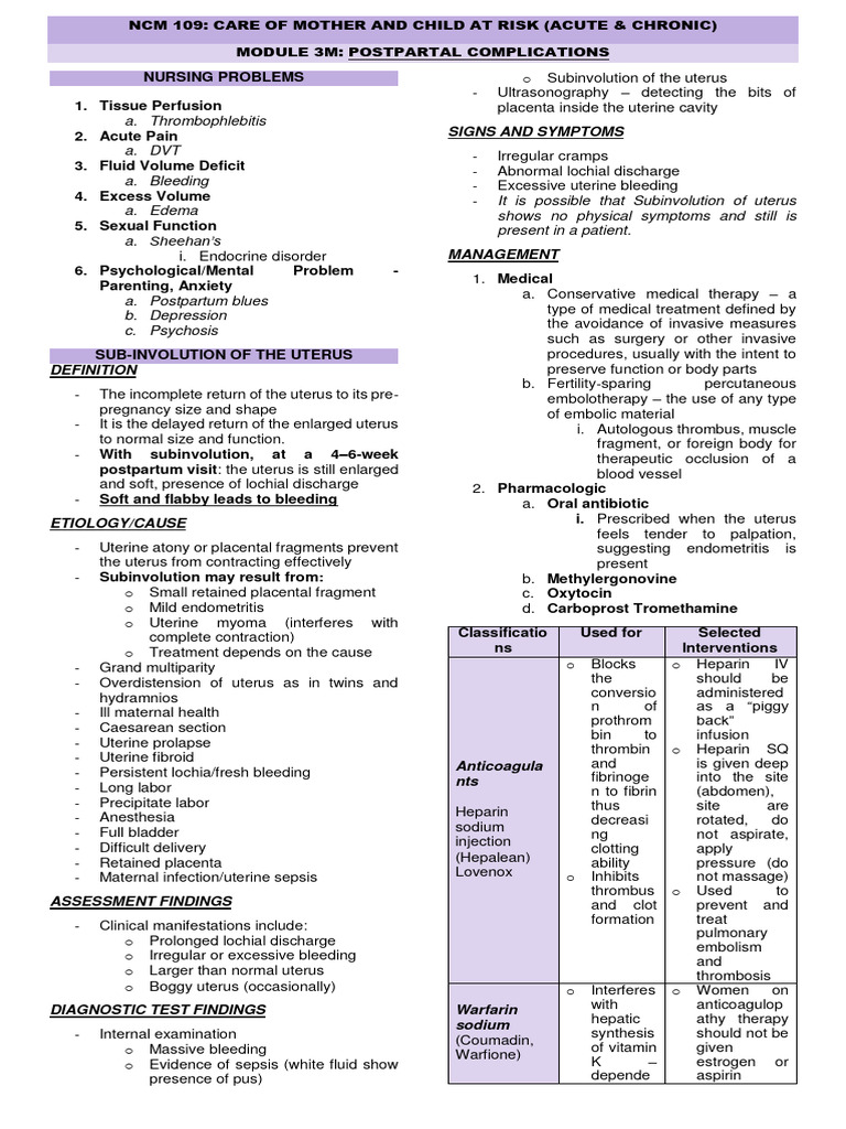 NCM 109 Module 3m | PDF | Coagulation | Childbirth