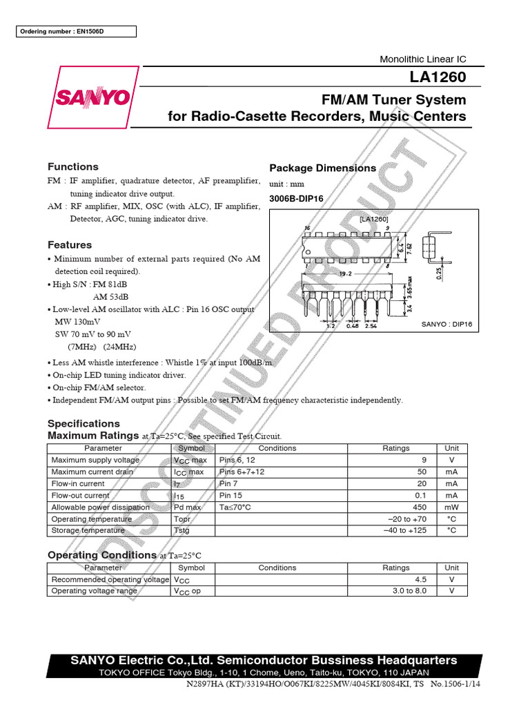 LA1260 | PDF | Inductor | Capacitor