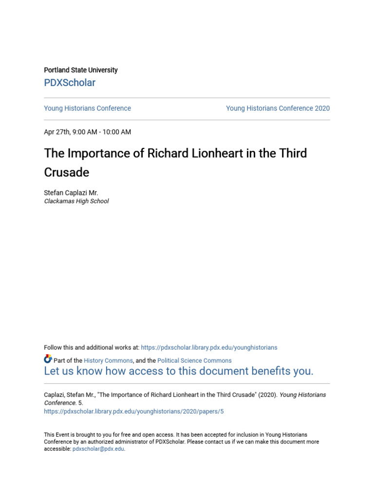 The Importance of Richard Lionheart in The Third Crusade | PDF ...