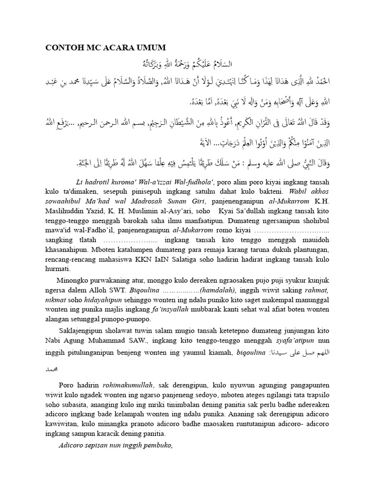 Contoh MC Acara Umum | PDF