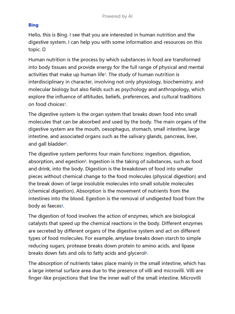 Human Nutrition and Digestive System | PDF | Digestion | Human ...