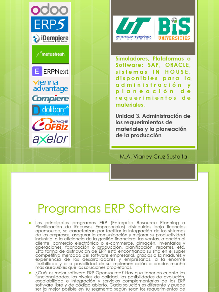Simuladores, Plataformas o Software: SAP, ORACLE, Sistemas IN HOUSE ...