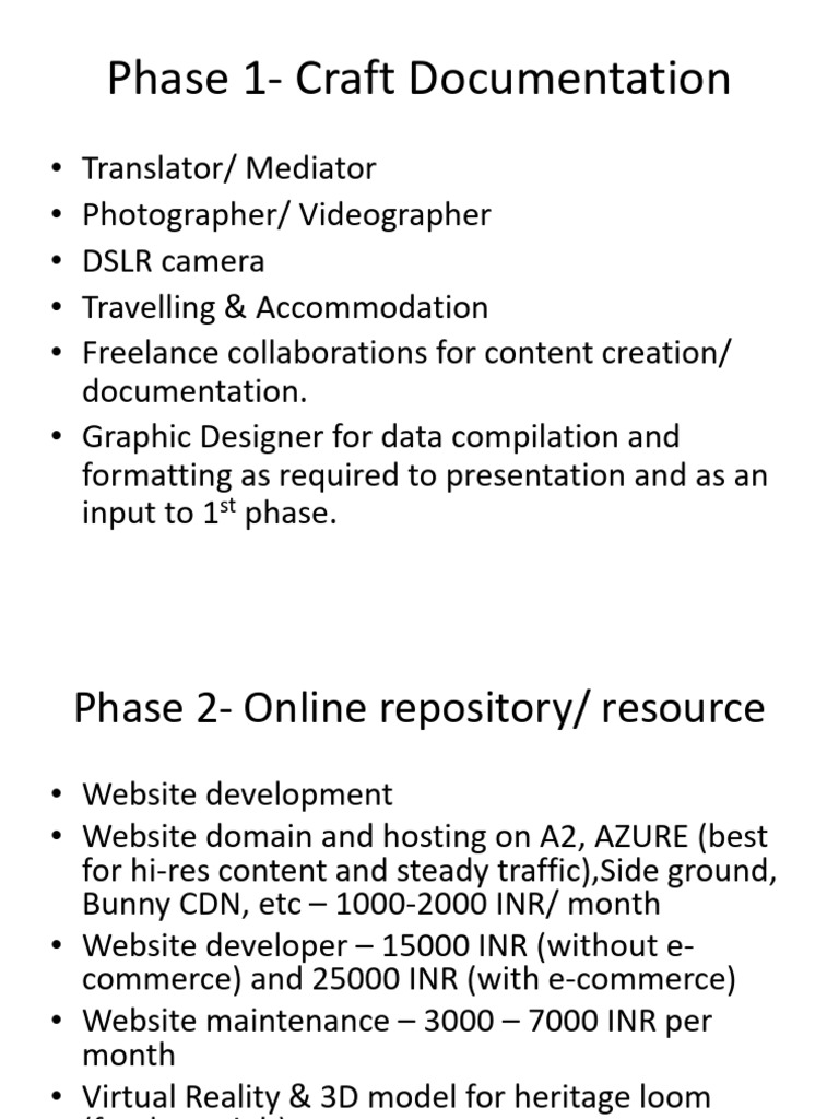 Costing Phases - Craft Documentation Meghalaya | PDF | Technology ...