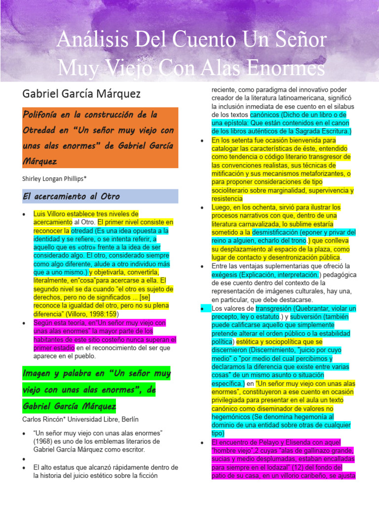ANALISIS DEL CUENTO UN SEÑOR MUY VIEJO CON ALAS ENORMES DE GABRIEL ...