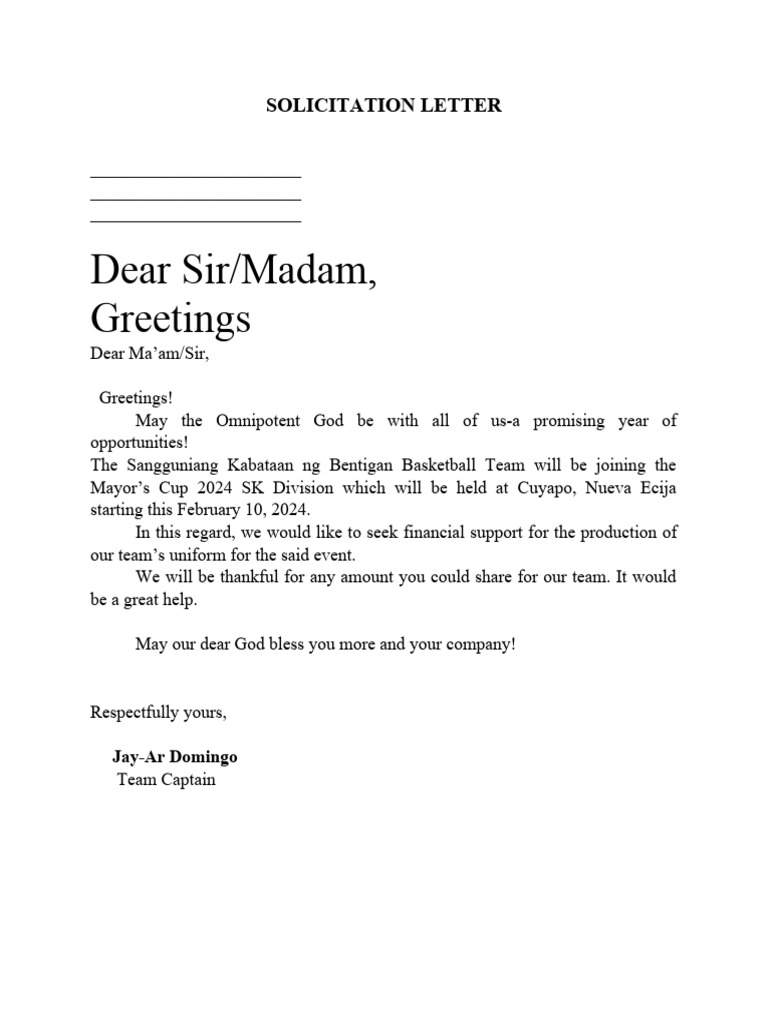 SK Solicitation Letter | PDF