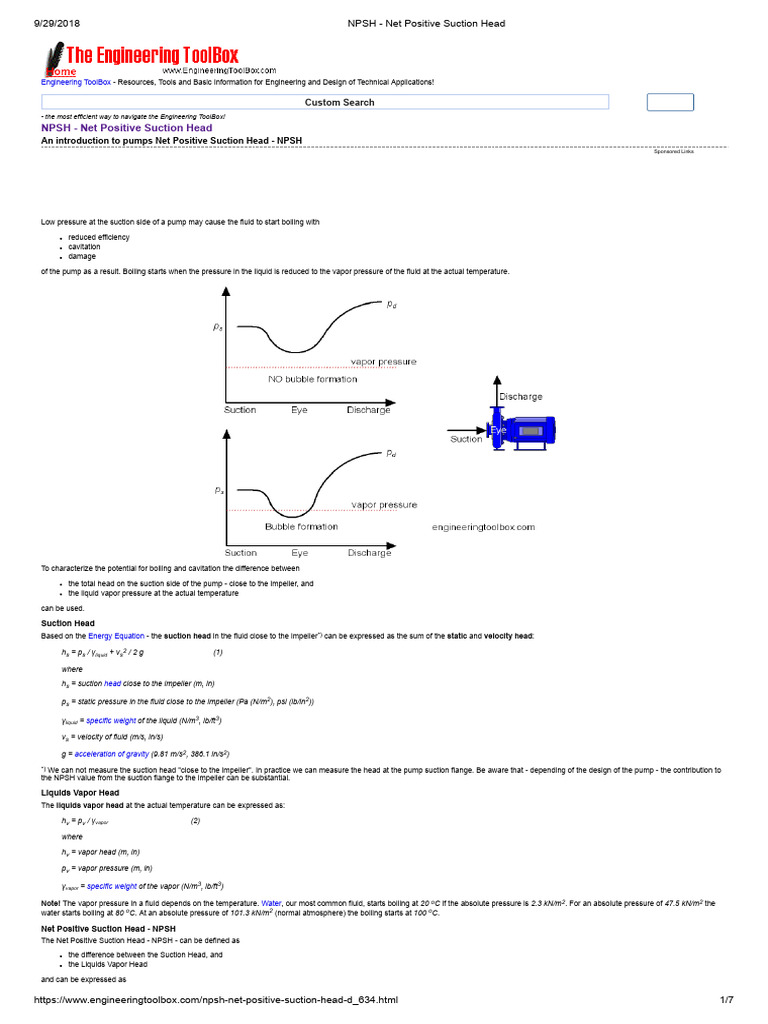 NPSH - Net Positive Suction Head | PDF | Pump | Pressure