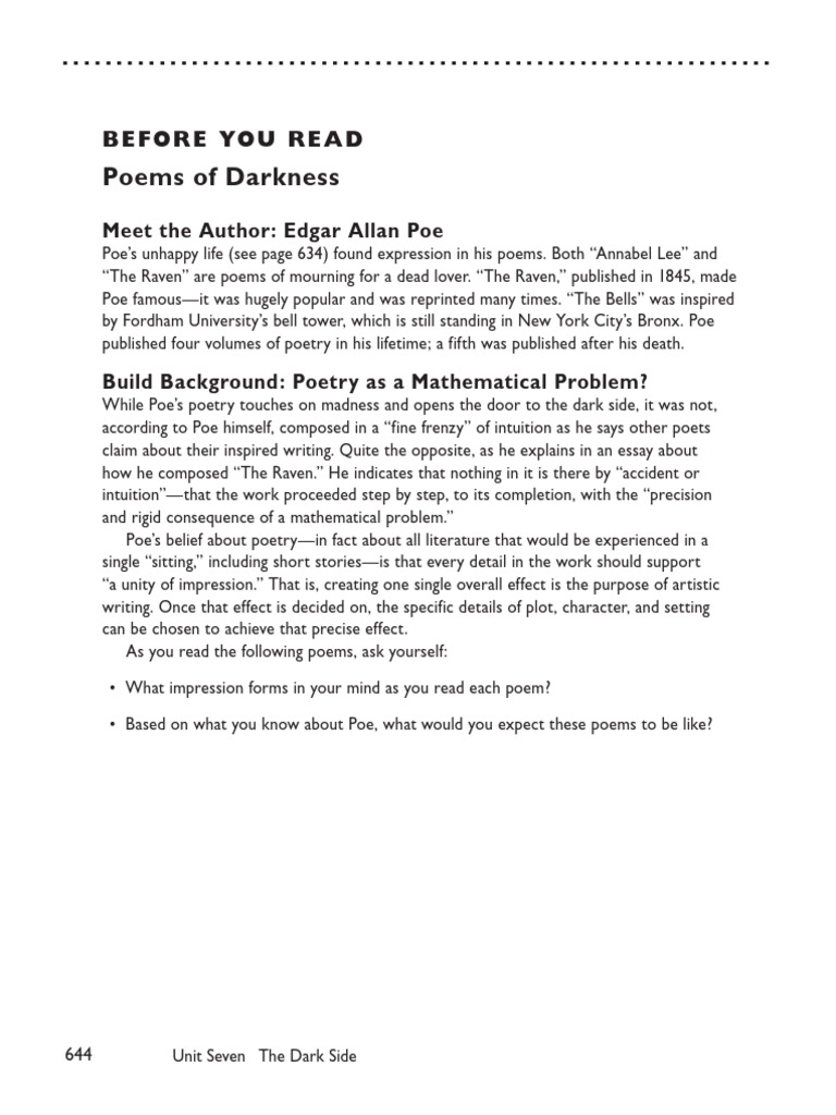 Poems of Darkness | Download Free PDF | The Raven | Edgar Allan Poe