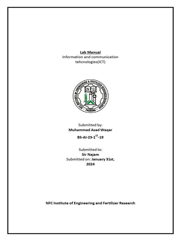 ICT Lab Manual: C++ Programming Tasks | PDF | Teaching Methods ...