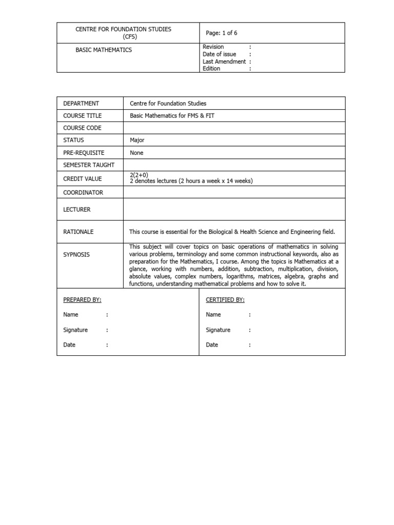 CIS-Basic Mathematics-July 2022 | PDF | Algebra | Function (Mathematics)