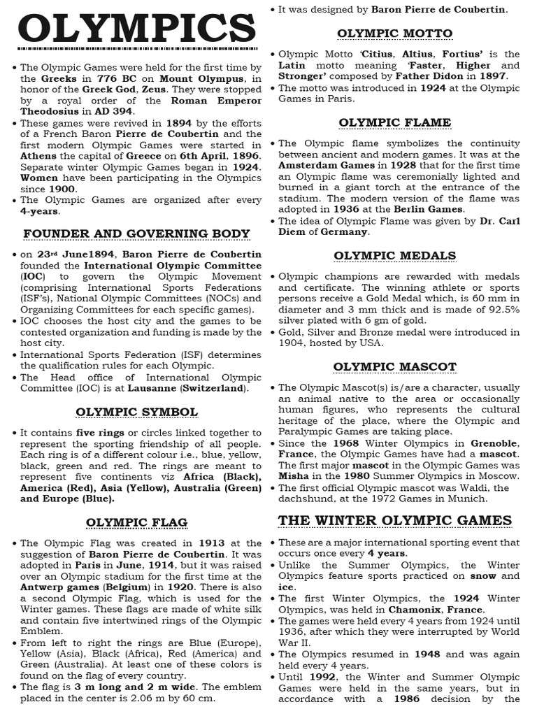 Olympics | PDF | Olympic Games | Winter Olympic Games