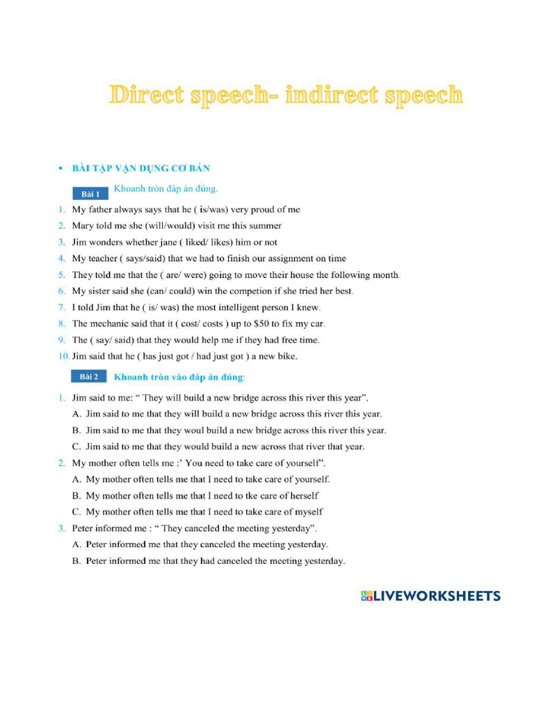 Direct Indirct Speech | PDF
