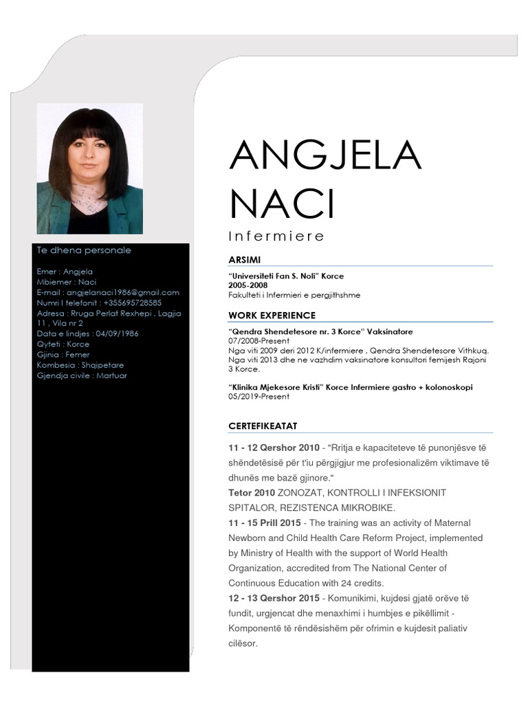 Angjela Naci CV | PDF