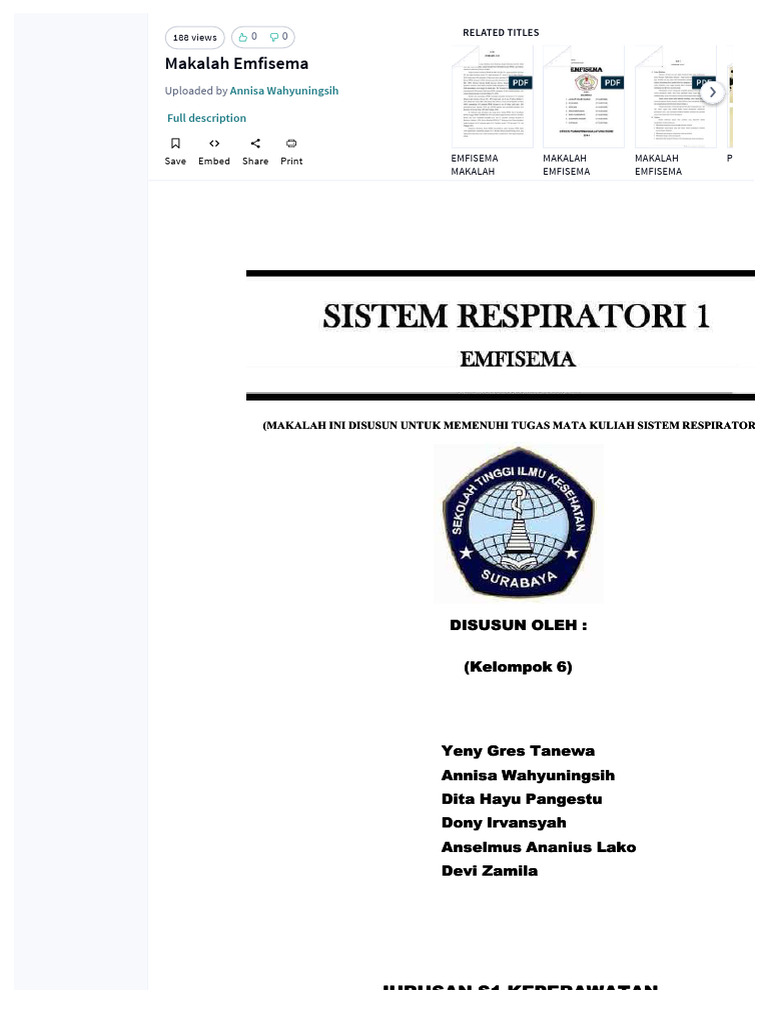 PDF Makalah Emfisema - Compress | PDF | Sains & Matematika