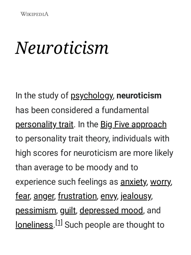 Neuroticism Q | PDF | Emotions | Psychological Theories