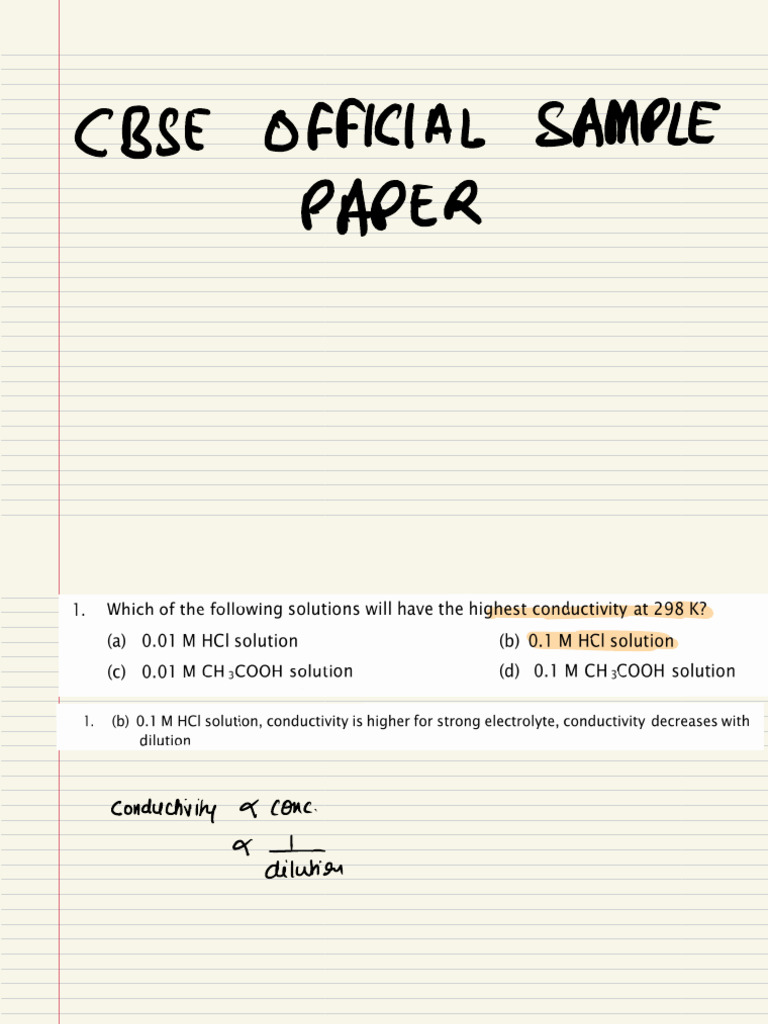 CBSE Official Sample Paper Solutions | PDF