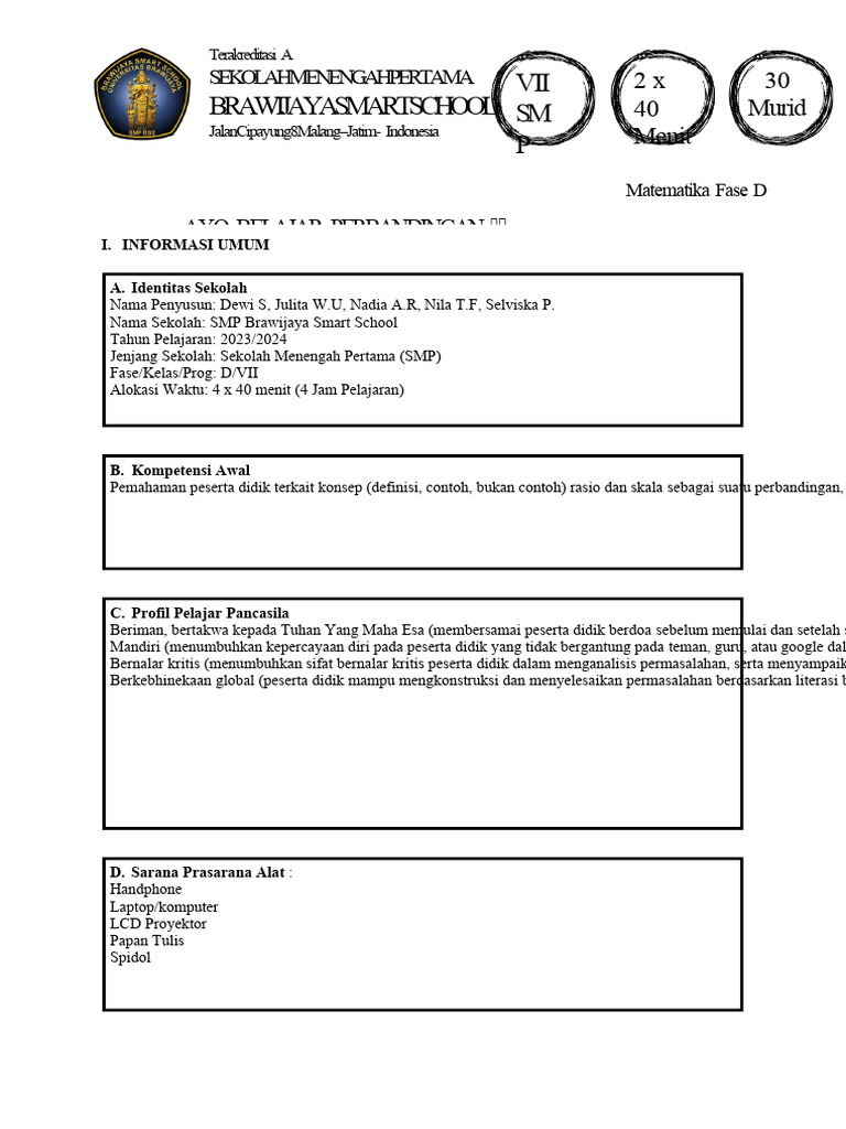 Modul Ajar Perbandingan Beserta Lampiran | PDF | Kesehatan Holistik | Sains & Matematika