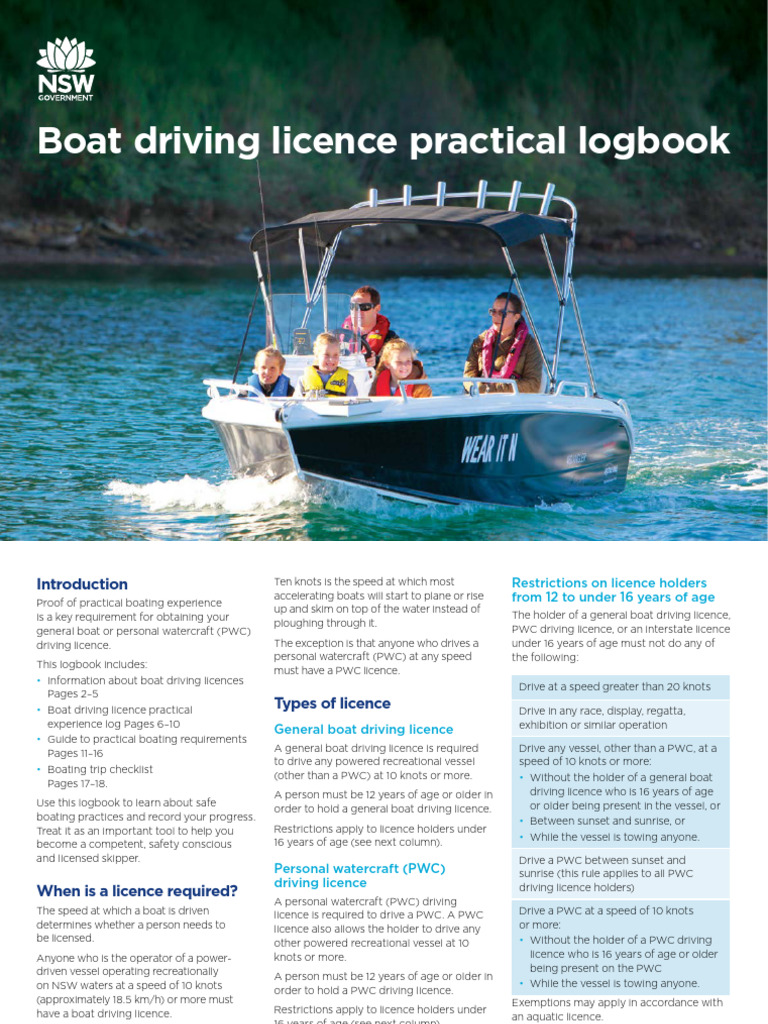 Boating Licence Practical Logbook | PDF