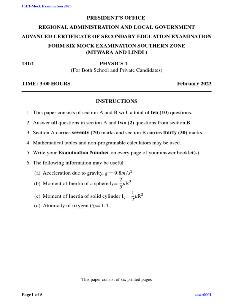 Mock Phy1 | PDF | Physical Quantities | Electrical Engineering