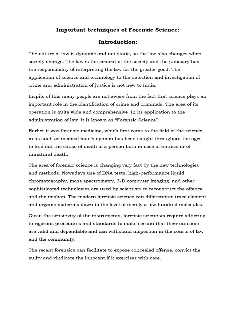 Important Techniques of Forensic Science | Download Free PDF ...