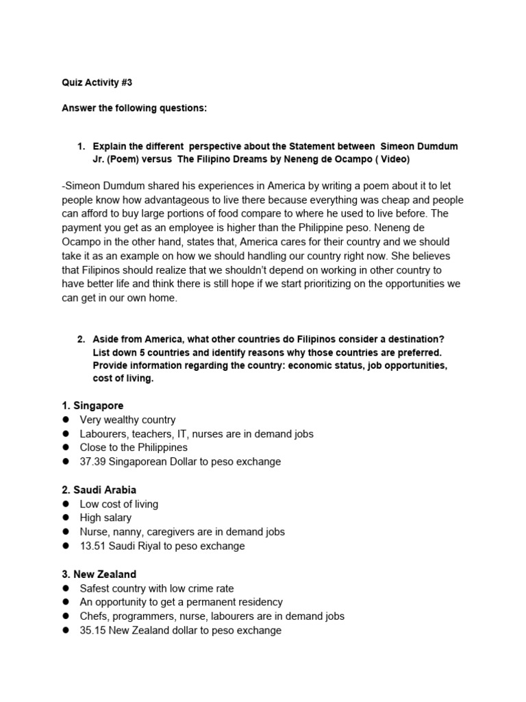 The Filipino Dreams | PDF | Social Science | Wellness