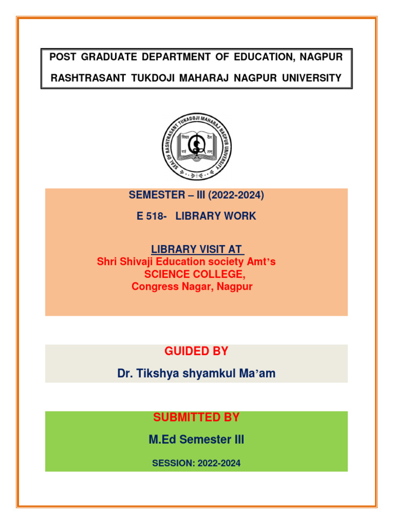 Shivaji Library Visit Report | PDF | Libraries | Books Shivaji Library Visit Report | PDF | Libraries | Books