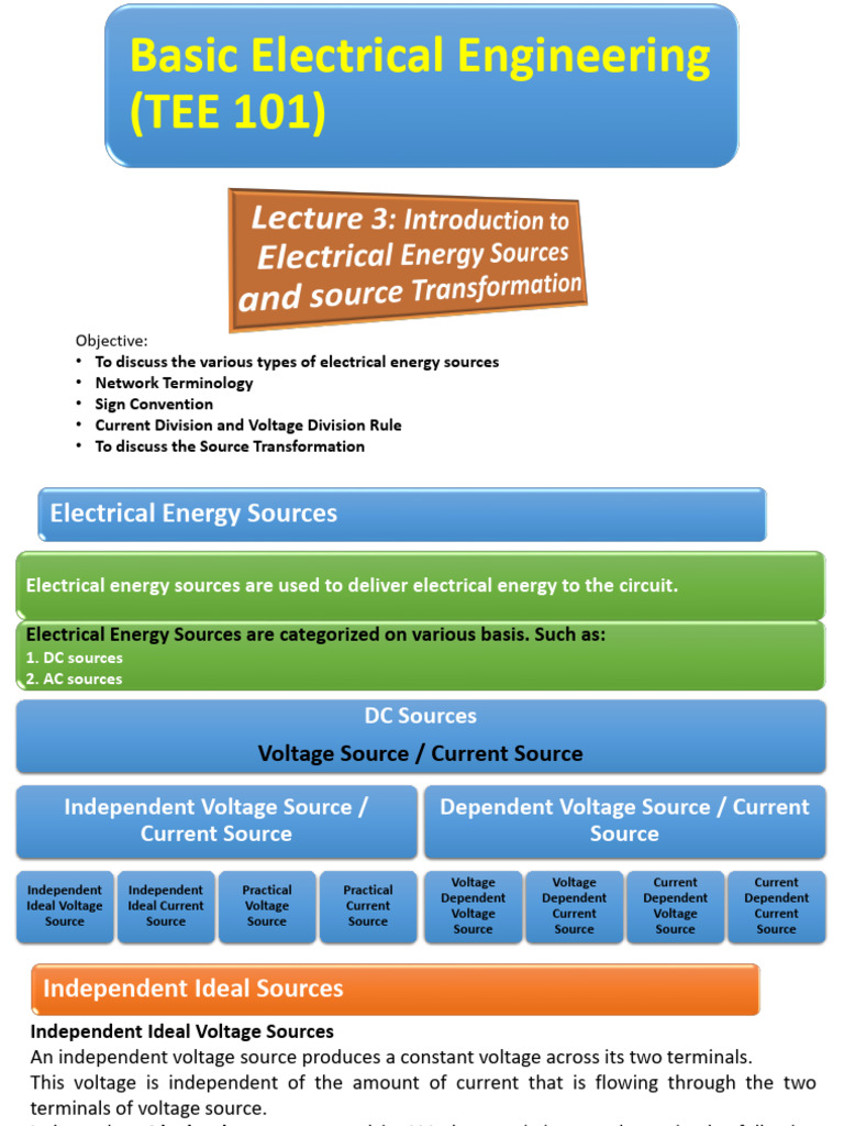 Lecture 3 - Introduction To Electrical Energy Sources and Some Basic ...