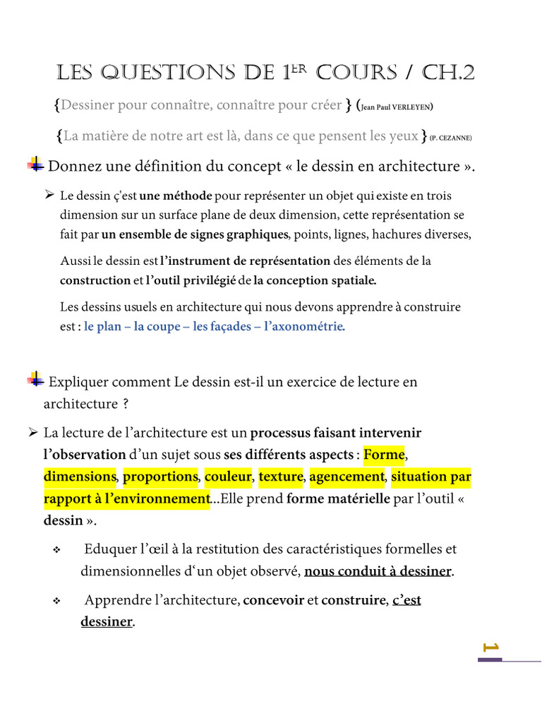 Les Questions de 1er Cours | PDF