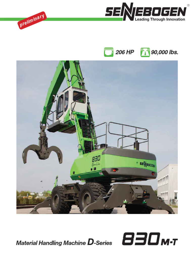 Sennebogen 830M Material Handler Specs | PDF | Engines | Automotive ...