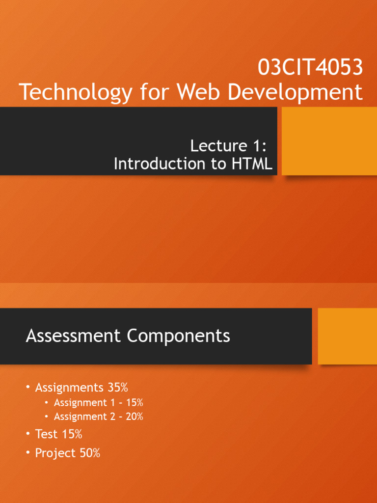 03CIT4053 Lecture 1 HTML | PDF | Html | Html Element