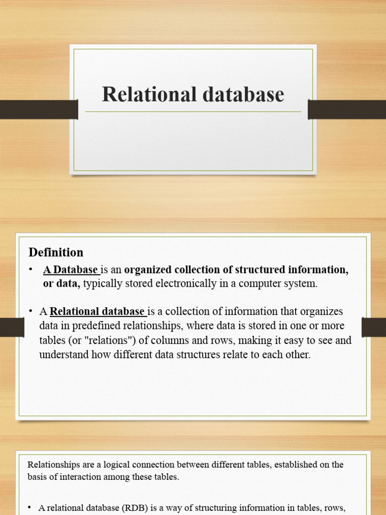 Slide 2 - Relational Database | PDF | Relational Database | Relational Model