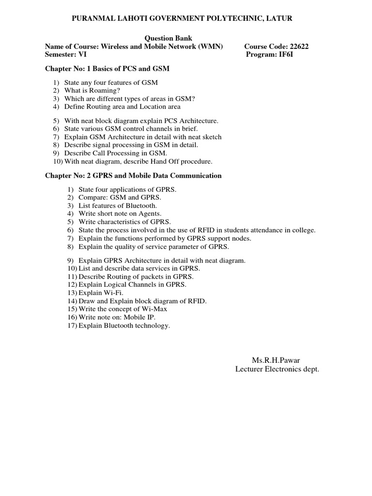 WMN 22622 Questionbank | PDF