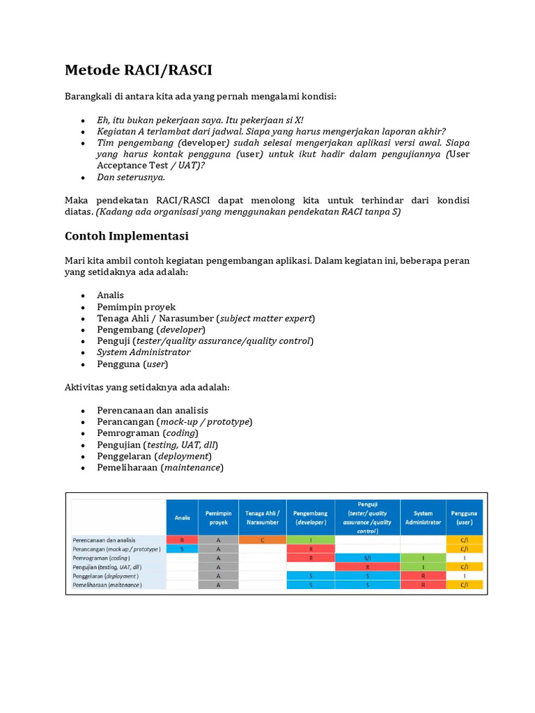 Metode Rasci or Raci | PDF | Bisnis | Komputer