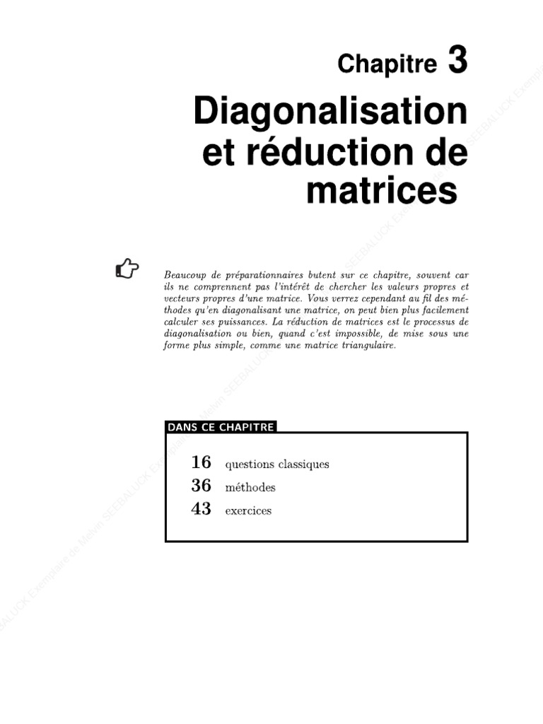 Partie 1. Algèbre - Chapitre 3. Diagonalisation Et Réduction de ... Partie 1. Algèbre - Chapitre 3. Diagonalisation Et Réduction de ...