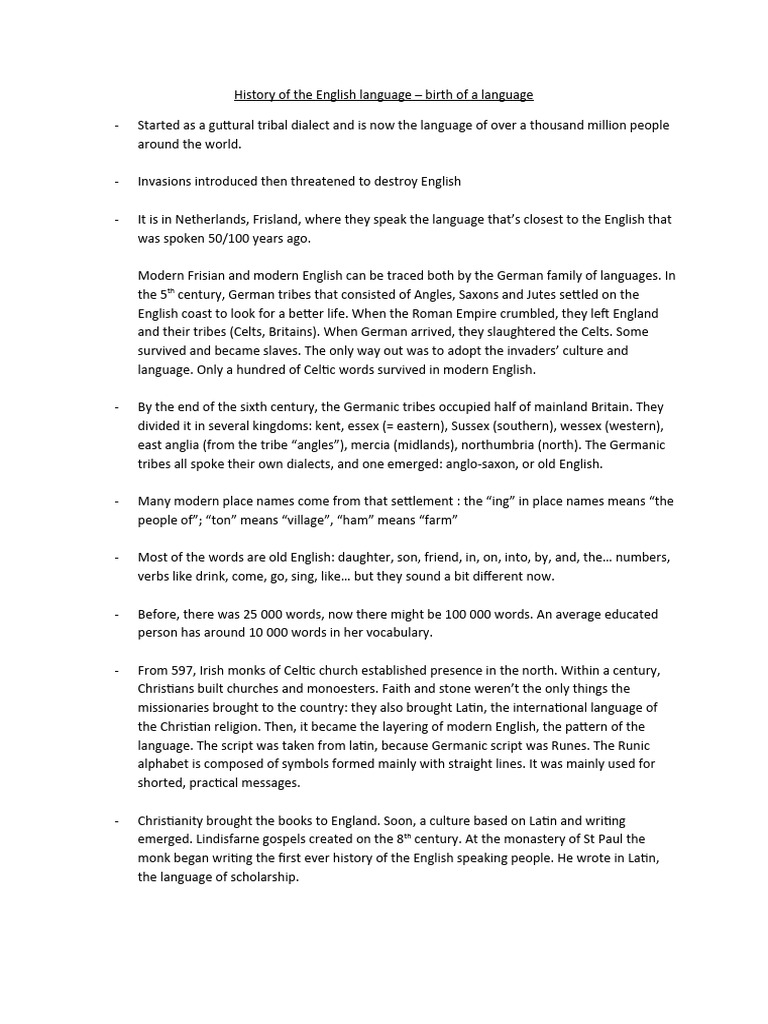 Evolution of the English Language | PDF | English Language | Europe