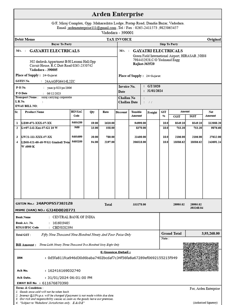 SalesBill_GT_1020 | PDF | Invoice | Taxation