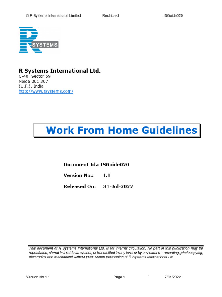 R Systems WFH Guidelines | PDF | Computing | Computer Networking