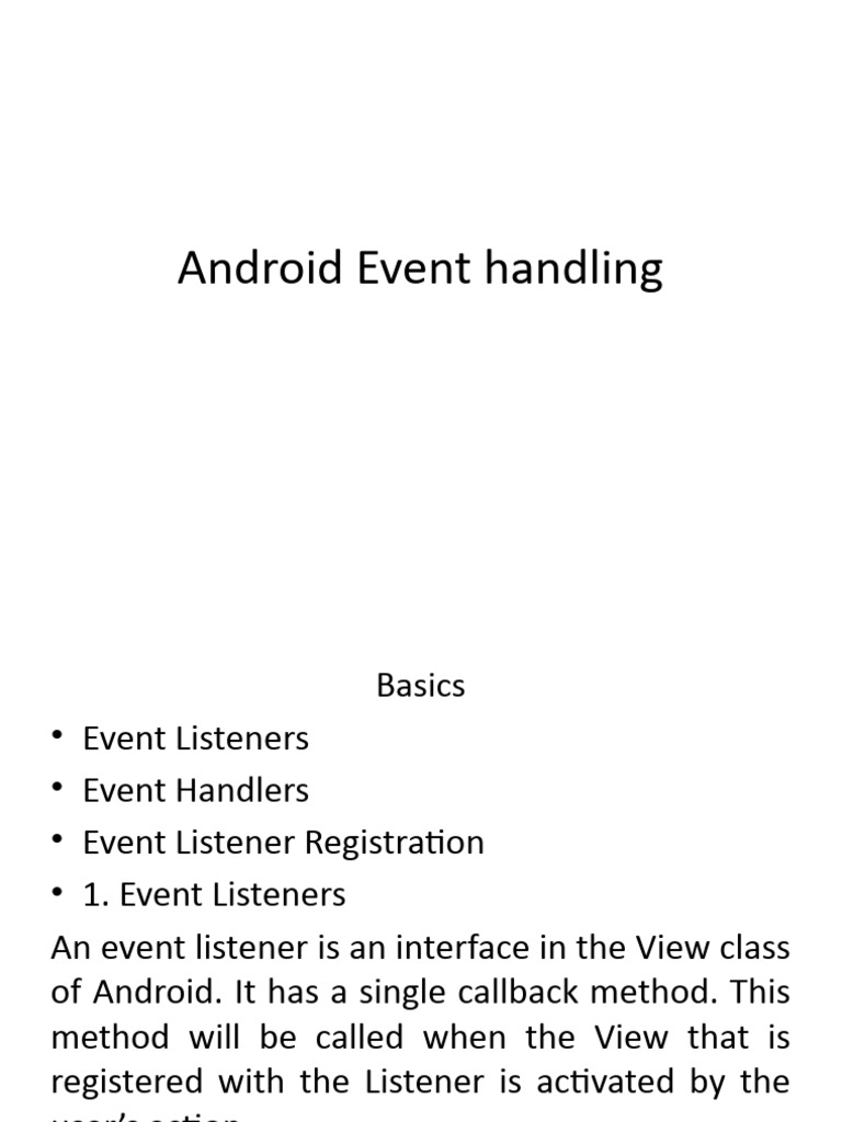 Android Event Handling | PDF | Method (Computer Programming) | Inheritance (Object Oriented ...
