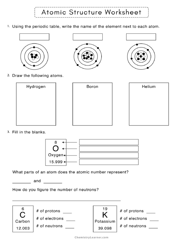 Grade 9 Atomic Structure Worksheet | PDF