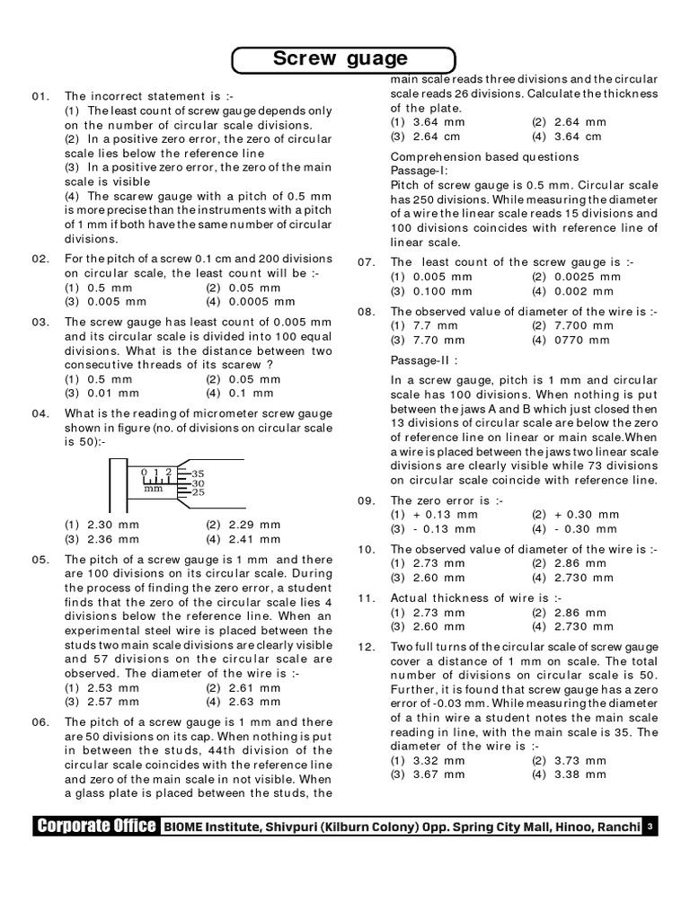 Screw Gauge | PDF | Sphere | Metrology